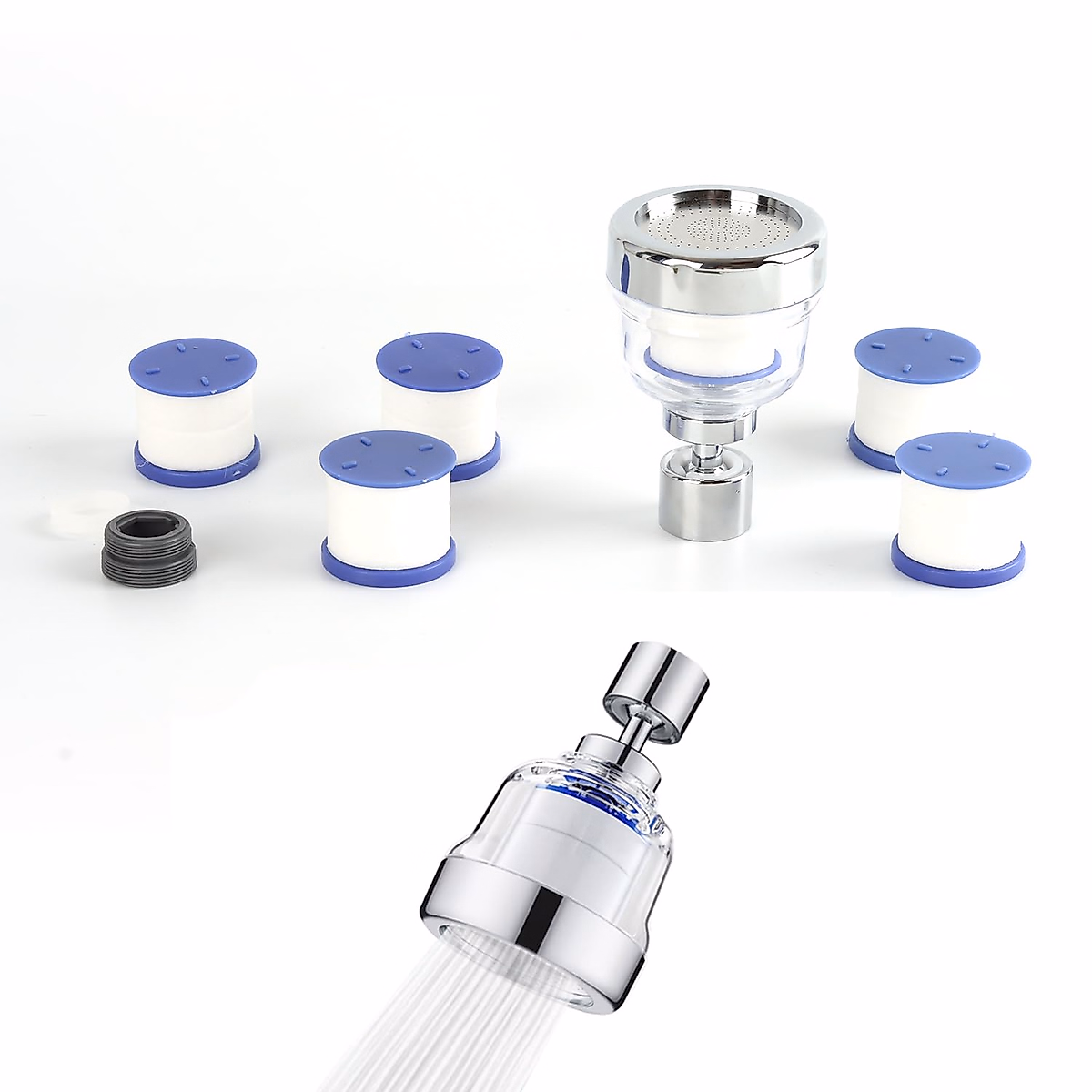 Faucet Extension Replacement Part for Kitchen, Bathroom, Anti-Splash, Water Saving (Faucet with Filter) Swivel Tap Water Purifier Filtration