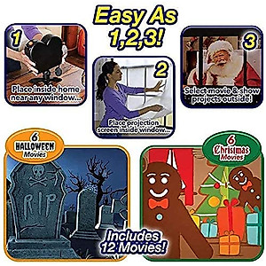 Christmas Halloween Window Projector Lights,12 Movies Festival LED Projection Decoration Spotlight,Switch Between 6Christmas＆6Halloween, for Indoor Outdoor Party Turns Your Windows into Movie