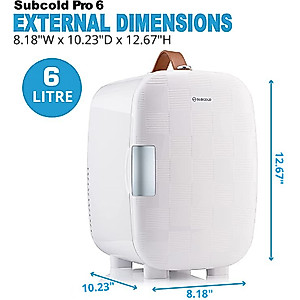 Subcold Pro6 Luxury Mini Fridge Cooler 6 Litre / 8 Cans AC & Exclusive USB Power Option Small Portable Fridge For The Office, Bedroom, Car, Skincare & Cosmetics Chequer White