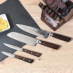 ECOMERR Kitchen Knife Set – 16 Piece German High Carbon Stainless Steel knife sets for kitchen with Block Wooden, Scissor and Knife Sharpener - Chef Knife Set & Rust proof