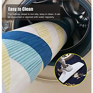 Gray & Blue Entry Carpet Runner Rugs for Hallway, 5 6 7 8 9 10 11 12 13 14 15 18 20ft Long, 2 2.6 3 4ft Wide, Washable Thin Floor Mat (0.6x3.4m/2x11ft)