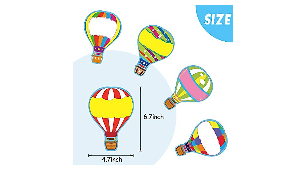 Colorful Hot Air Balloon Name Tags for Classroom & Kids Rooms