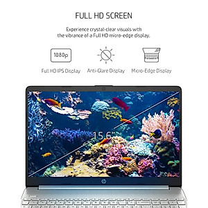 HP 15.6 Inch Laptop, Intel Iris Xe Graphics, 11th Generation Intel Core Processor, 8 GB RAM, 256 GB SSD, Windows 11 Home (15-dy2024nr, Natural silver)