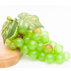 Artificial Grapes, 3 Bunches of Fake Decorative Grapes Simulation Fruit with Artificial Vines Lifelike Leaves Hanging Ornaments for Wedding Home Party Garden Wall Fruit Wine Decor