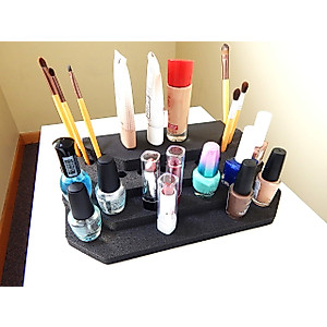 Polar Whale 3 Makeup Lipstick Stands Organizer Tray Pyramid Washable Waterproof Insert for Lipstick Nail Polish Home Bathroom Bedroom Office 11.5 x 7 x 2.25 Inches Black