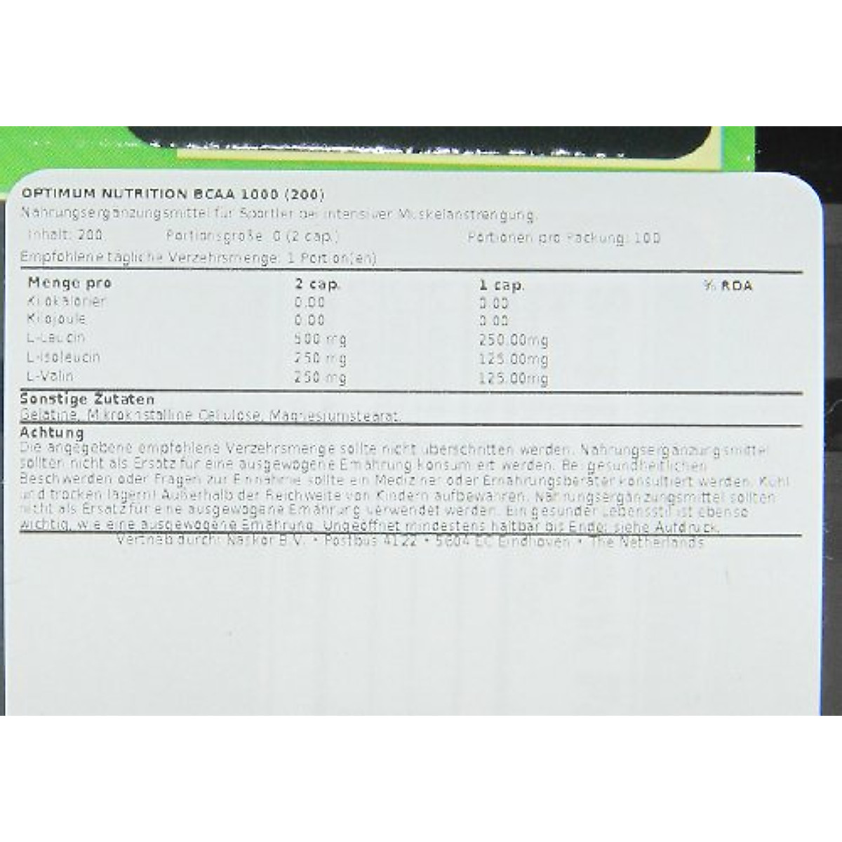 Optimum Nutrition BCAA 1000 Caps- 200 ct