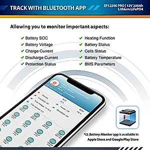 ExpertPower 12V 200Ah PRO Lithium LiFePO4 Deep Cycle Rechargeable Battery | Bluetooth & Self Heating | 7000 Life Cycles & 10-Year Lifetime | Perfect for RV, Solar, Marine, Overland, Off-Grid