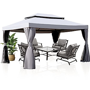 Grand Patio 10x13 Ft Patio Gazebo,Outdoor Gazebo Canopy with Mosquito Netting and Curtains,Sturdy Straight Leg Tent Soft Top Gazebo for Patios Deck Backyard