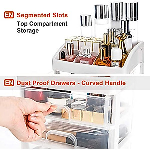 Makeup Organizer for Vanity, Skincare Organizers with 3 Drawers, Cosmetics Organizer for Skin Care, Eyeshadow, Brushes, Lipstick, Powders, Nail Polish.Great for Dresser, Bedroom, Bathroom (White)