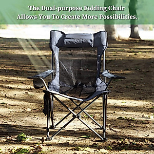 KEFOMOL Camping Lounge Chair, Portable Reclining Camping Chair, Folding Camping Chair with Footrest,Headrest & Storage Bag,Mesh Recliner with Backpack, 300lbs Weight Capacity (Gray)