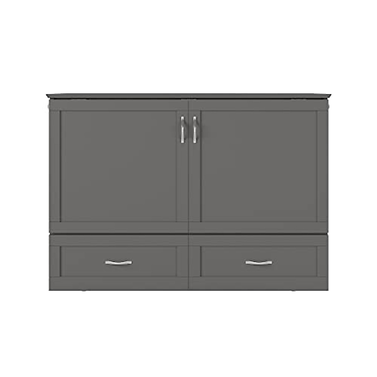 AFI, Hamilton Murphy Bed Chest with 6 inch Memory Foam Folding Mattress, Built-in Charging Station and Storage Drawer, Full, Grey