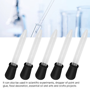 5Pcs Liquid Droppers, 5ml Silicone Material Easy Clean Making Disposable DIY Eye Dropper with Bulb Tip for Kids Candy (Black)