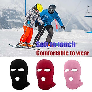 3-Hole Knitted Face Mask Balaclava Knitted Ski Mask Winter Face Mask M Black
