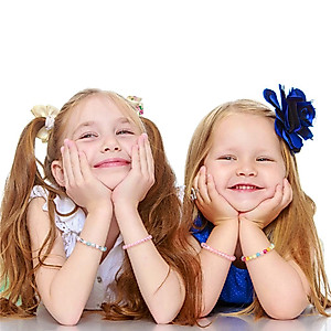 BGSHEMNI 6 Pieces Princess Bracelets,Rainbow Stretchy Bead Bracelets Pink Love Bracelet,Girls Costume Jewelry Set