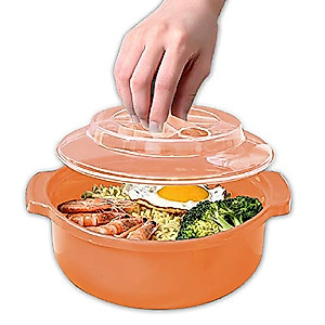 Microwave Safe Ramen Cooker, Ramen Noodle Bowl, Easy Mac, Microwave Pasta Cooker, Microwave Bowls with Lids Ideal for Dorm Room Essentials for Girls Boys, Dishwasher & Microwave Safe (Medium, Orange)