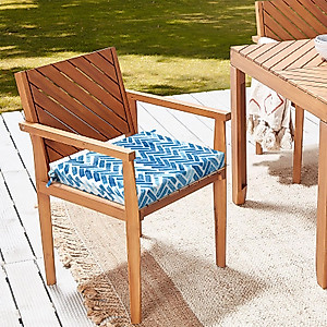 LVTXIII Outdoor Chair Cushions, Fade-Resistant Patio Furniture Cushions Outdoor Square Corner Chair Pads with Ties for Dining Chairs and Garden Furniture Decoration, 18.5"x16"x2" Set of 4, Blue Bricks