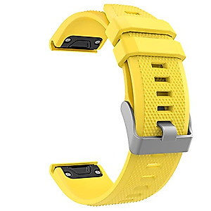 MoKo 22mm Band Compatible with Garmin Fenix 7/Fenix 6/6 Pro/Fenix 5/5 Plus/Forerunner 965/955/945/935/Aproach S60/S62/Quatix 6 /MARQ Smart Watch, Soft Silicone Replacement Strap, Yellow