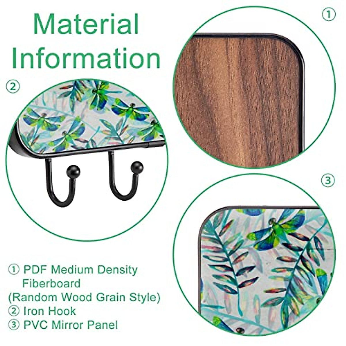 Lyetny Towel Holder Wall Mounted Towel Rack Bathroom Decor Bathrobe Robe Coat Clothing Beautiful Green Dragonfly Bath Towel Hanger Storage Organizer