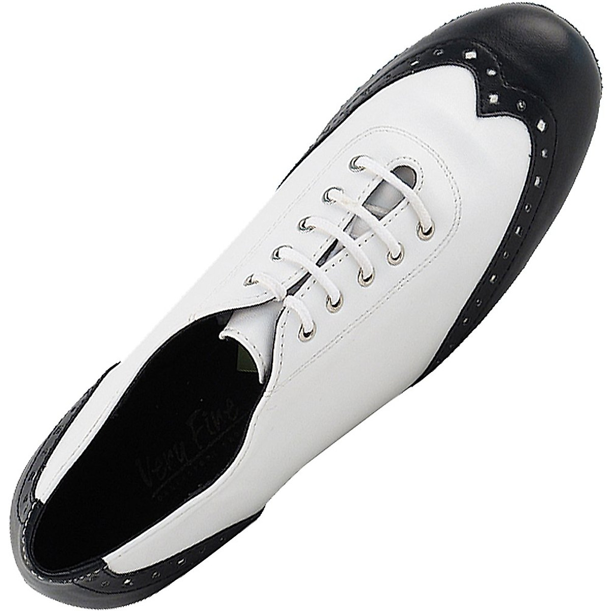 Women's Ballroom Dance Shoes Salsa Latin Practice Dance Shoes Black & White Leather 2008EB Comfortable - Very Fine 1.5" Heel 5.5 M US [Bundle of 5]