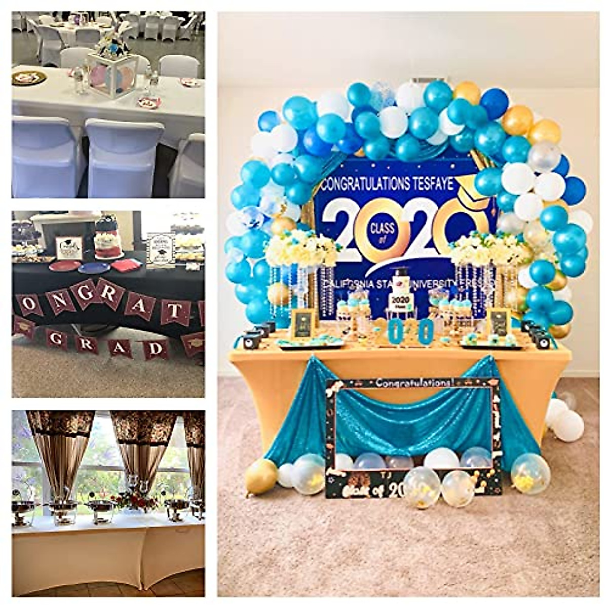 Pzzpzs Spandex Table Cover Fitted Rectangle 6FT Folding Tables Stretchable Fabric Lycra Tablecloth for Wedding, White