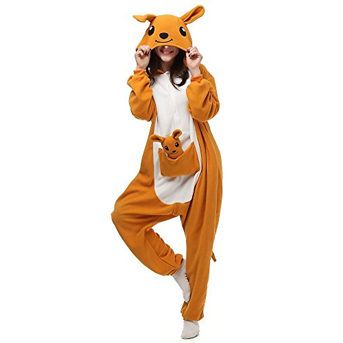 DIZGE Unisex Adult Animal Onesie One-Piece Kangaroo Animal Pajamas Cosplay Costume Medium