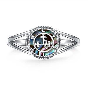 DAOCHONG Sigil of Lilith Abalone Shell Statement Ring S925 Sterling Silver Sigil of Lilith Statement Ring Gifts for Women Men Size 7