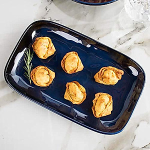 G.E.T. CS-117-CSB-EC Melamine Rectangular Serving Platter, 12" x 7.5", Blue (Set of 4)