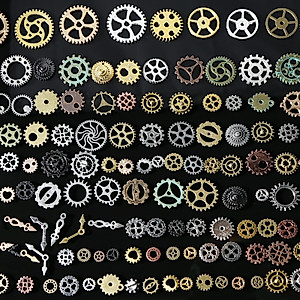 BigOtters 200 Gram Antique Steampunk Gear,Mix Steampunk Wheel Alloy Gear Pendants Charms for Crafting Jewelry Making