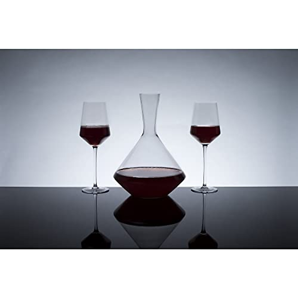 Viski Raye Angled Crystal Bordeaux Wine Glasses Set of 2 - Premium Crystal Clear Glass, Modern Stemmed, Flat Bottom Red Wine Gift Set - 16oz