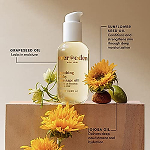 Evereden Soothing Baby Massage Oil 4 fl oz. | All Natural and Clean Baby Care | Non-toxic and Fragrance Free | Plant-based and Organic Ingredients