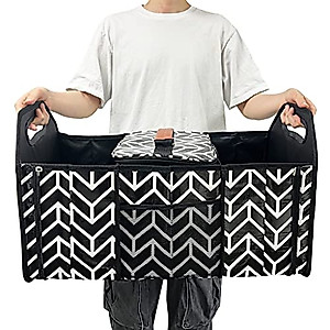 HXR Car Boot Bags 2 Pcs Car Storage Box Auto Supplies Car Trunk Storage Box Foldable Organizer Car Boot Bags (Color : Black)