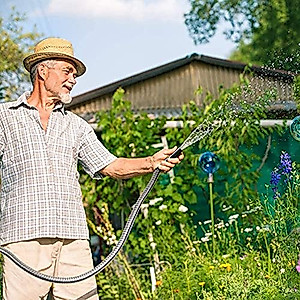 Flantor Garden Hose 304 Stainless Steel Water Hose, 75ft Heavy Duty Metal Garden Hose Expandable Leak and Fray Resistant Design Garden Hose with 8-Pattern Spray Nozzle Collapsible Hose (75ft)