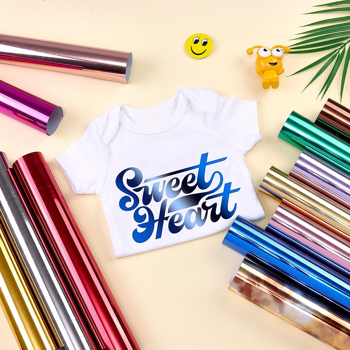 Tintnut Metallic Heat Transfer Vinyl Bundle Chrome HTV Vinyl,12 Sheets 12"x 10" Foil Holographic Gold Iron On Vinyl for Compatible with Cricut or Silhouette Cameo