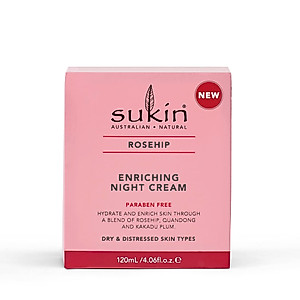 sukin Rosehip Enriching Night Cream for Women - 4.06 oz Cream