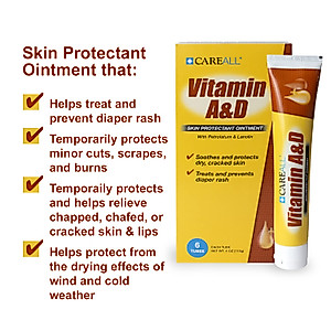 (6 Tubes) CareALL 4oz Vitamin A&D Ointment with Lanolin Diaper Rash and Skin Protectant