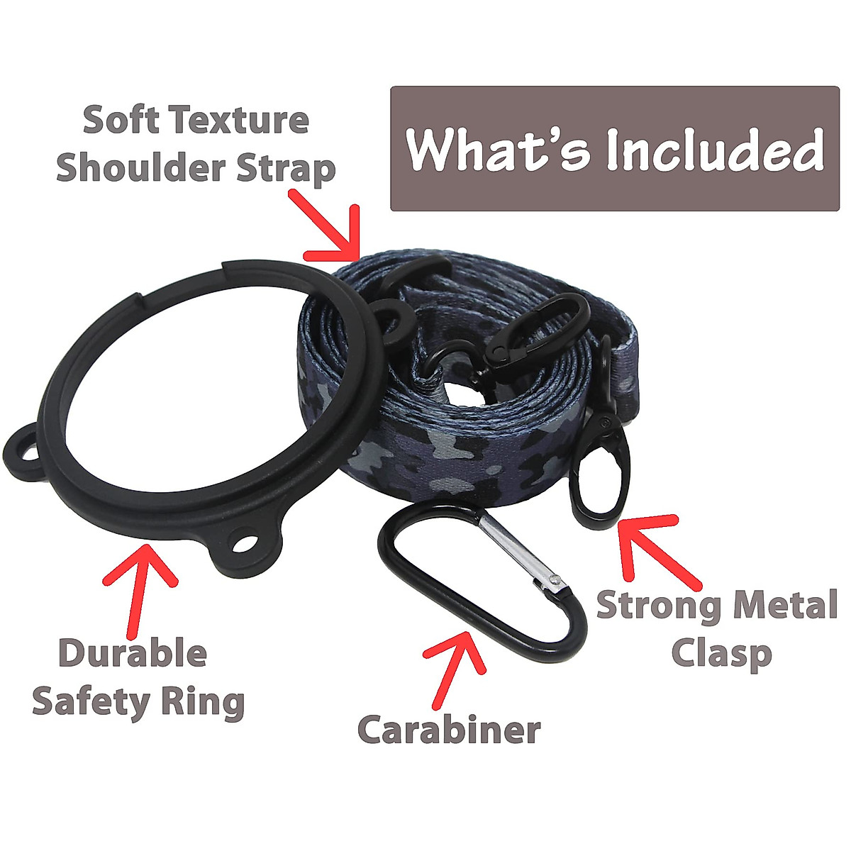 One MissionX Bottle Sling for YETI Rambler, Shoulder Strap Carrier for 64oz 46oz 36oz 26oz 18/12oz Water Bottles, Durable Accessories for Walking & Hiking (Black Camo, Rambler 12 18 26 36 46 64 oz)
