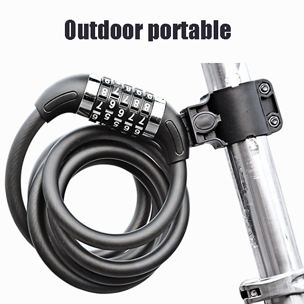 AZPINGPAN Bicycle Lock丨120/180cm Lengthened Self-Winding Anti-Theft Mountain Bike Steel Cable Code Lock with Lock Frame丨outdoor Riding Accessories丨suitable for Bicycles and Motorcycles