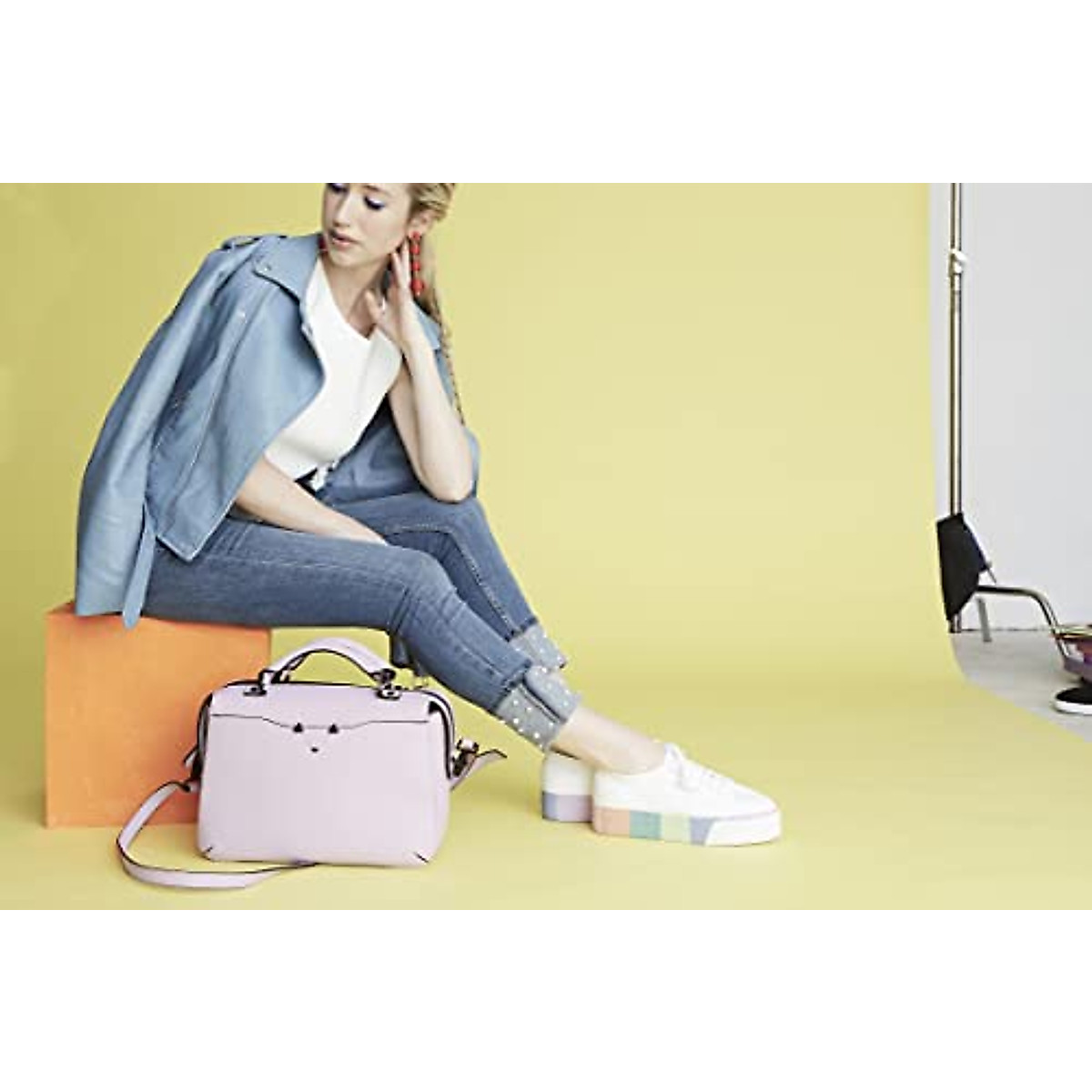 Niko Ineko Women's Uptown Satchel Kitty Face Eyes Snout Hardware Mustard Yellow