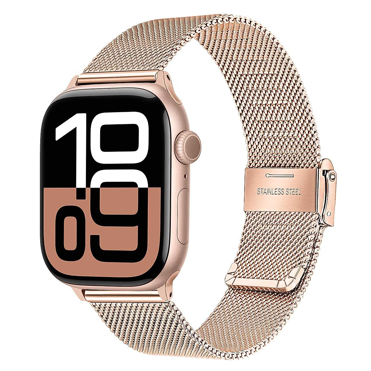TRUMiRR Rose Gold Band for Apple Watch Series 10 42mm / 9 8 7 41mm Women, Mesh Stainless Steel Watchband Feminine Strap Replacement for iWatch SE Series 6 5 4 3 2 1 38mm 40mm