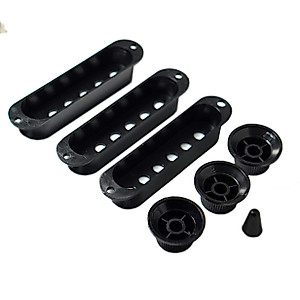 ShareGoo Guitar 3 Single Coil Pickup Cover 2 Tone Knobs 1 Volume Knobs Switch tip,Black