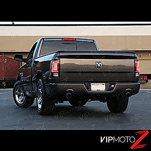 VIPMOTOZ Premium OLED Tube Tail Light Lamp For 2009-2018 Compatible with Dodge RAM 1500 2500 3500 - [Factory Incandescent Model] - Matte Black Housing, Smoke Lens, Driver & Passenger Side