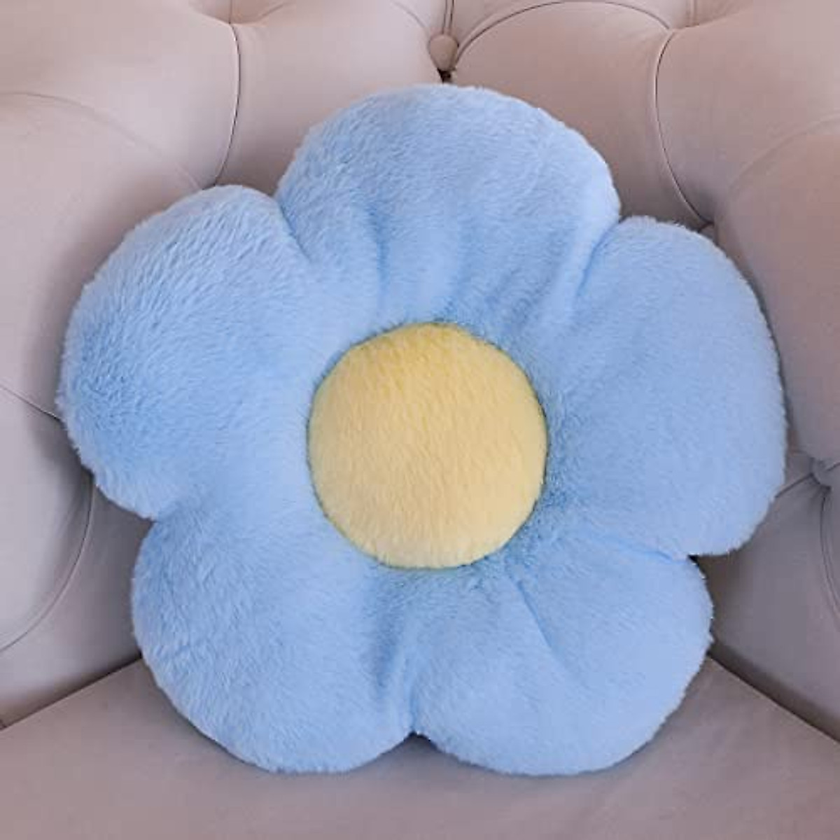 Flower Throw Pillow Seating Cushion Floor Pillow Cushion Flower Shape Bed Sofa Chair Car Seat Nap Throw Cushion Comfy Pillow (Blue)