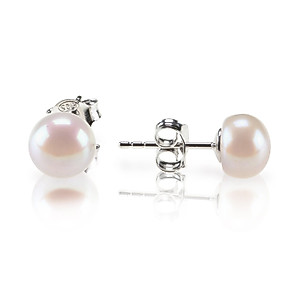 PAVOI Sterling Silver Freshwater Cultured Stud Pearl Earrings - 5.5mm AAA Quality
