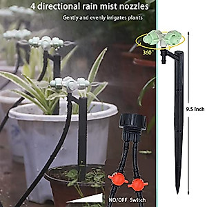 Automatic Drip Irrigation Kit with Water Timer 65.5FT, 1/4 Tubing and 16 Spray Watering Nozzles in 4 Directions, Automatic Watering System for Potted Plants Yard Lawn Grey