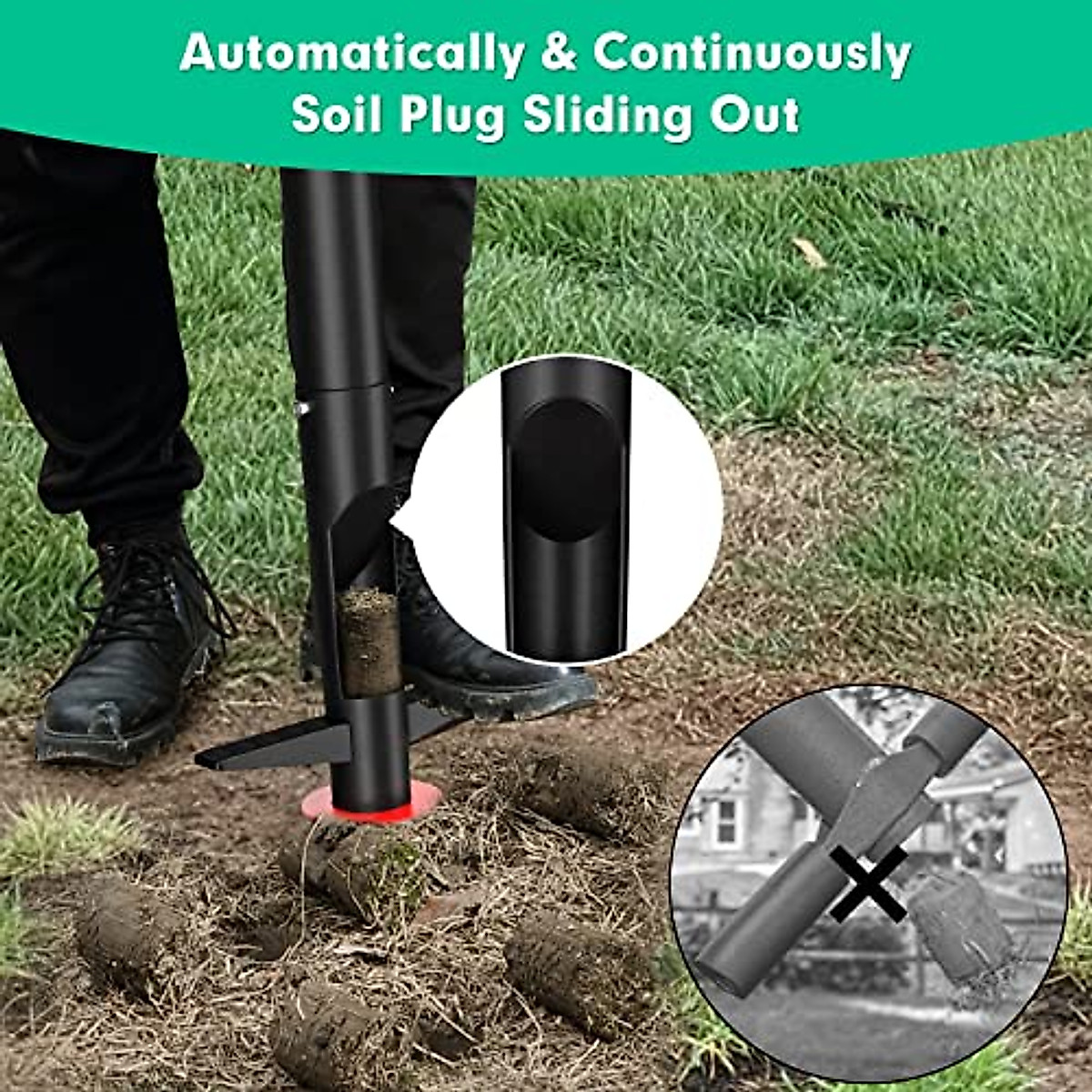 Lilyvane Bulb Planter Tool for Lawn and Garden,Heavy Duty Steel Gardening Bulb Planter Weeding Tools for Digging Hoes Soil Sampler Transplanting Sod Plugger Flower Bulb Garden Planting Tool