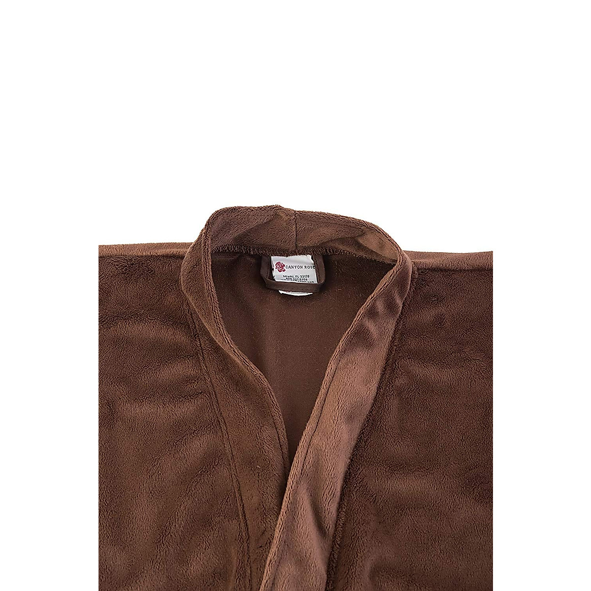 Canyon Rose Cloud 9 Men's Plush Microfiber Spa Robe, Kimono Style Wrap, 3/4 length Sleeves, Side Pockets, Waist Belt with Bi-level Loops, Machine Washable, 52 inch length, Chocolate Brown, XL