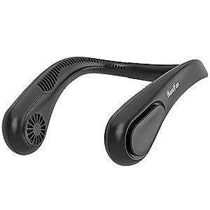 Bladeless Neck Fan 5000mAh, Necklace Fan Battery Operated 4 speeds, Wearable Fan Rechargeable Strong Airflow, Hands-Free Fan Portable, for Outdoor Activities Travel Office Home (Black)