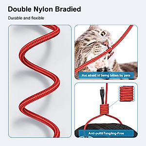 Kithumi Micro USB Cable 10Ft 3 Pack, 10 Feet Long Android Charger Cable, Durable Premium Nylon Braided Fast 10 Foot Phone Charger Cord for Samsung Galaxy S7 S6 S7 S5,Note 5 (Red)