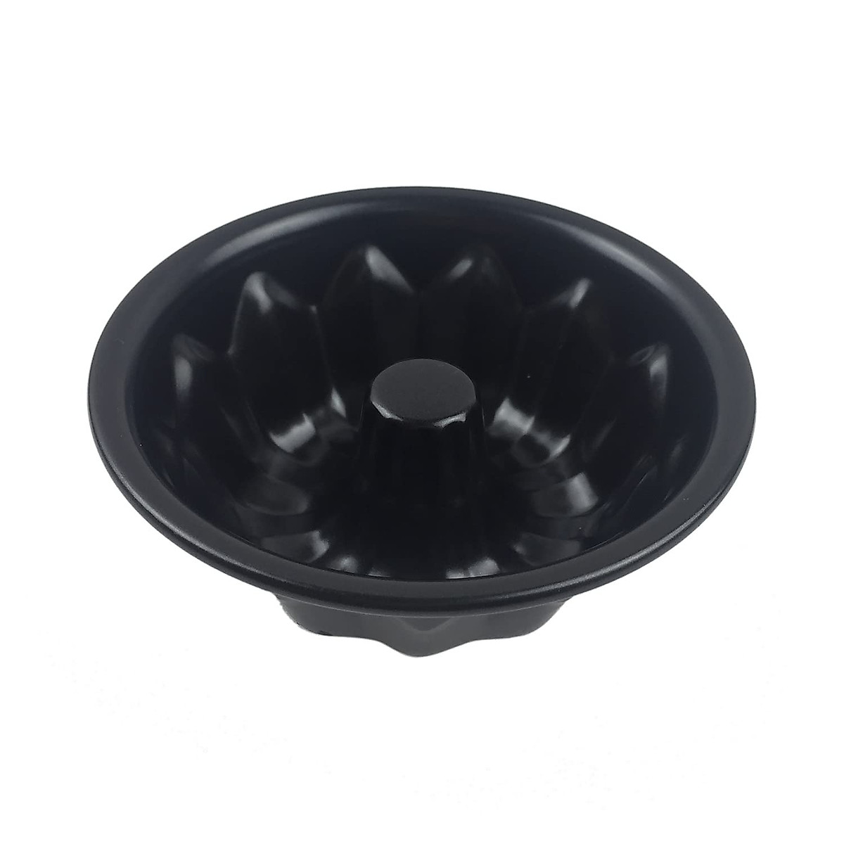 LoveDeal Pack of 4 Mini Fluted Tube Pan, 4 Inch Non-Stick Bakeware Set, Quick Release Coating, Bundt Cake Pans for Baking Cupcake, Muffin, Brownie, Pudding, Kugelhopf, Brownie - Black