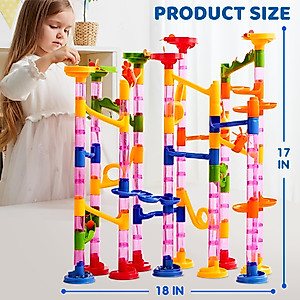 JOYIN Marble Run Premium Set（196 Pcs- Construction Building Blocks Toys, STEM Educational Toy, Building Block Toy(156 Translucent Plastic Pieces+ 40 Glass Marbles)
